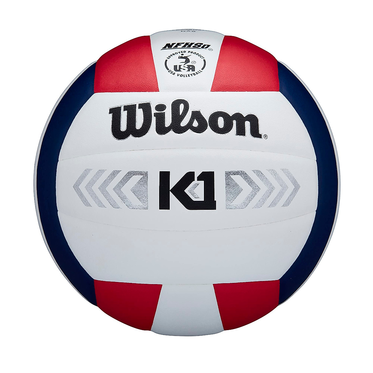 WILSON K1 Silver Indoor Game Volleyball - Official Size, Red/White/Navy