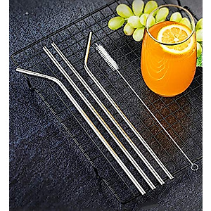 Brightbuy Set of 48 Stainless Steel Straws 10.5'' Reusable Metal Drinking Straws For 30oz Tumblers Yeti 6mm Diameter (48 Straight)