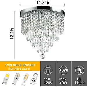 Depuley 4-Lights Mini Chandelier, Modern Flush Mount Ceiling Light, H 12.2'' x W 11.8'' Crystal Lighting Fixture for Bedroom, Hallway, Kitchen, Living Room, Bar
