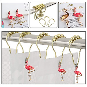 ZILucky Set of 12 Flamingo Shower Curtain Hooks Decorative Home Bathroom Stainless Steel Rustproof Shower Curtain Rings Decor Accessories (Flamingo)