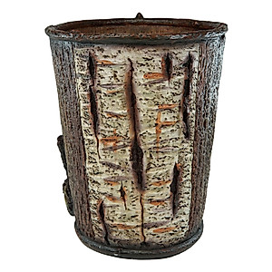 Ebros Gift Rustic Southwestern Inspirational Le Fleur Cross with Birch and Pinecones Bathroom Accessory Resin Sculpture Fleur De Lis Accent (Dry Waste Basket Trash Bin)