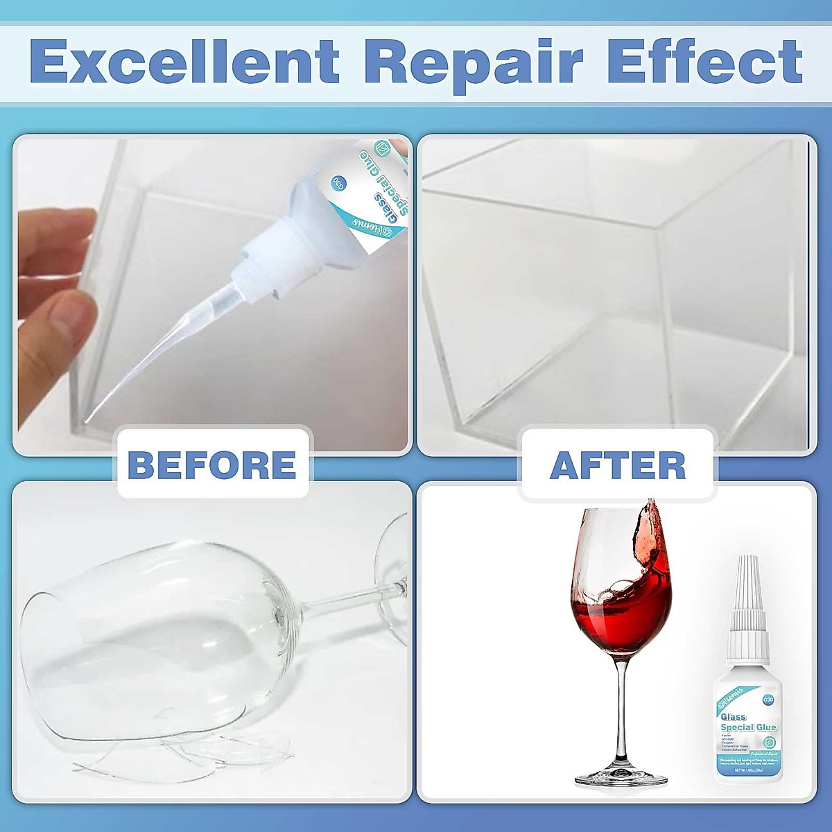 Viomis Glass Glue, 30g, Instant Strong Bond for Glass, Acrylic, Waterproof, Dries Clear, Quick Curing, Ideal for Craft, Jewelry, Rhinestone, Crystal, Mirror, Glasses