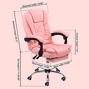 Pink Gaming Chair, Cute Computer Office Chair with footrest Ergonomic Gaming Chair Pink Kawaii Adjustable Swivel Racing Executive Massage Chair with High Backrest Lumbar Support Retractable Footrest