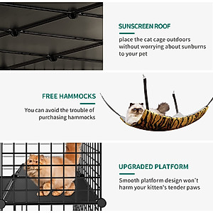 YITAHOME Cat Cage Indoor Large with Storage Cube DIY Outdoor Cat Enclosures Metal Cat Playpen with Hammock Platforms for 1-4 Cats 5 Tiers Cat Kennel Catio