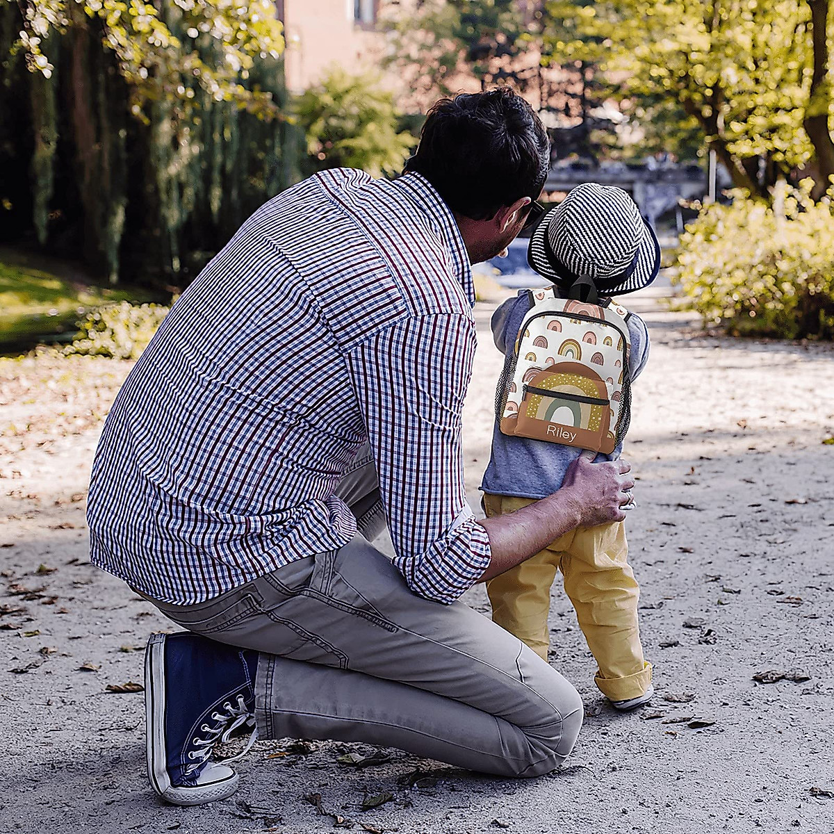 Grandkli Rainbow Personalized Kids Toddler Backpack for Boys Girls,Custom Mini School Backpack Bags Kindergarten,10inch(L)x4inch(W)x12inch(H)