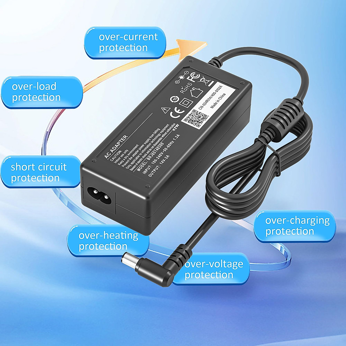 14V Power Supply Cord for Samsung SyncMaster 15" 17" 18" 19" 20" 22" 23" 24" 27" Screen TFT LED LCD Monitor TV S22C300H S27D360H UN22F5000AF P2770 SA350 UE590 LTM1555 LTM1755 LTM1775 Adapter Charger