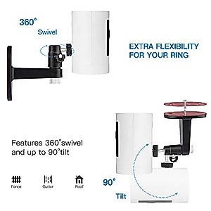 2Pack Adjustable Security Wall Mount Bracket for Ring Stick Up Cam & Ring Indoor Cam, Perfect View Angle for Ring Surveillance Camera System - Black