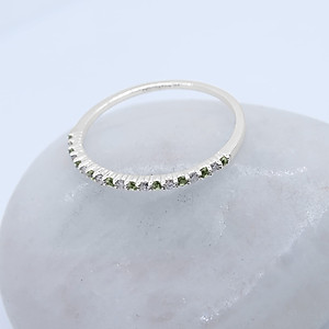 Dazzlingrock Collection Alternate Round Peridot & Diamond Stackable Wedding Band for Women in 14K White Gold Size 5.5