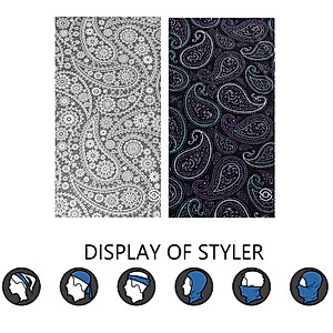 MOXBEST Neck Gaiter Mask Face Scarf Bandana Tube Cover Headwear Balaclava Headband Headwrap for Men and Women (12-Paisely A)