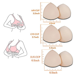 TAOHUA GARDEN 5 Pairs Bra Pads Inserts, Removable, Air Cotton, Foam Sponge, Breathable (Beige, C/D Cup)