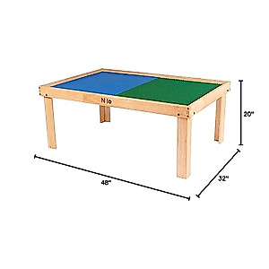 NILO N51N Kid's Play Table Compatible with Legos, Duplo, Trains, Games, Building, Lincoln Logs Safe Fun for Children Educational Toy Board Durable (No Holes, 32x48x20)