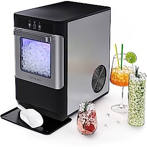 hOmeLabs Countertop Nugget Ice Maker - Stainless Steel with Touch Screen - Portable and Compact - Chewable Nugget Ice Machine - Produces Up to 44lb of Ice Per Day