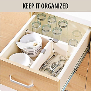 Drawer Dividers Adjustable for Clothes by Maginare, Pack of 5, Easy Locks in Place, EVA Foam Ends, 4" High, Expandable 11-17", Sturdy, for Bedroom, Bathroom, Closet, Office