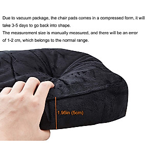 Big Hippo Chair Pads Square Chair Cushion with Ties Soft Thicken Seat Pads Cushion Pillow for Office,Home or Car Sitting 17" x 17"(Black)