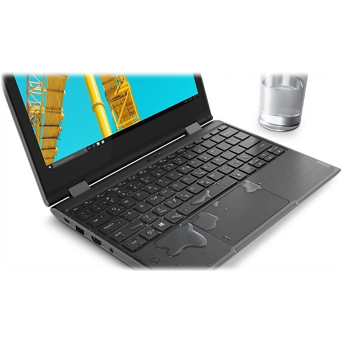 Lenovo 11.6" 2-in-1 Touchscreen Ultra Slim Laptop, Quad-Core N4120 up to 2.6GHz, 4GB RAM, 64GB SSD, WiFi, Bluetooth, Hugo Tech Mart Pen, Charcoal, Windows 11 Pro Edu