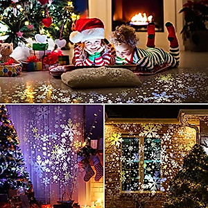 Xhaus Christmas Projector Lights Outdoor Snowflake Projector Lights Show for Christmas Xmas Holiday Wedding Home Party Outdoor Holiday Decorations