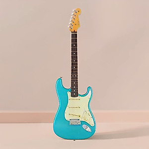 Fender 6 String Solid-Body Electric Guitar, Right, Miami Blue (0113900719)