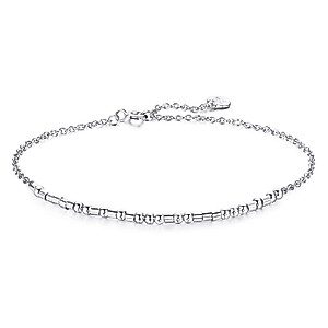 NINAMAID Morse Code S925 Sterling Silver Bracelet for Women Beads Jewelry Mother inspirational Bracelet Birthday Gifts for Mom women (You are Loved)