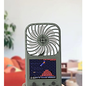 Handheld Game Console with Fan 500 Retro Nostalgic Game Mini Fan 2-in-1 2.8-inch Screen USB Mini Portable Handheld Fan Rechargeable Travel Office Home Fan, Suitable for Children/Adults (Dark Green)