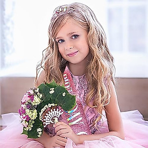 SuPoo Tiaras for Girls Pink Birthday Crown Birthday Girl Sash Princess Crown Birthday Girl Headband Crystal Birthday Tiara with Comb Crown for Girls Rhinestone Happy Birthday Accessories Gift