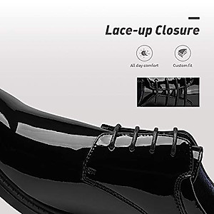 Bruno Marc Men's Downing-02 Black Pat Leather Lined Dress Oxford Shoes Classic Lace Up Formal Size 12 M US