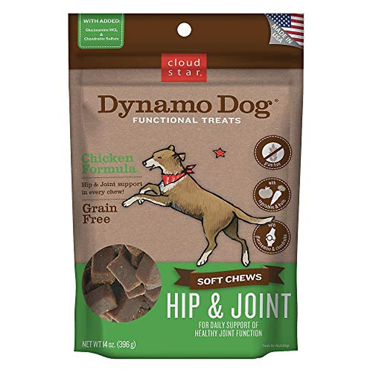 Cloud Star Dynamo Dog Hip & Joint Soft Chew Treats Chicken Formula - Grain Free - 14 oz (20132)