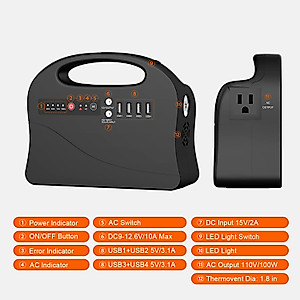 Enginstar Portable Power Station 120Wh, 100W Solar Generator with 110V AC Outlet, 40W Solar Panel, Foldable Solar Panel for Portable Power Station