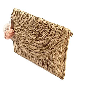 Reavor Straw Beach Bags for Women, Summer Straw Purses and Handbags for Women, Crossbody Bag, Clutch Bag for Vacation