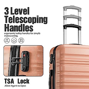 LONG VACATION Luggage Set 4 Piece Luggage Set ABS hardshell TSA Lock Spinner Wheels Luggage Carry on Suitcase (PINK, 6 piece set)