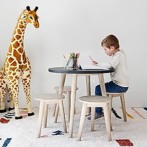 Signature Design by Ashley Blariden Children's Table Set, Includes Table & 4 Stools, Black & Natural Brown