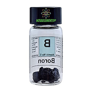Semimetal Boron 0.5g 99.9% Crystals in Labeled Glass Vial, Element 5 of The Periodic Table