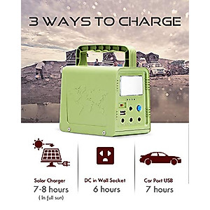 WAWUI Portable Solar Generator 84Wh, Portable Solar Power Station with Solar Panel & Flashlights, Rechargeable Power Bank, Camping Lights with Battery, USB DC Outlets, for Travel Hunting