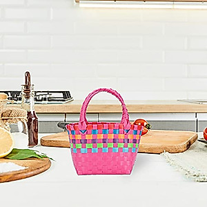Cabilock Wicker Storage Basket Hand Woven Storage plastic shopping bag plastic baskets containers women beach bag Basket Beach Woven Baskets