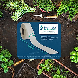 SmartSolve Water-Soluble Tape | 1” x 30 Yards | Dissolves Quickly in Water | Self Adhesive | Mask for Hydrographics & Double Dipping | Crafts & Labels | Biodegradable | Eco-Friendly