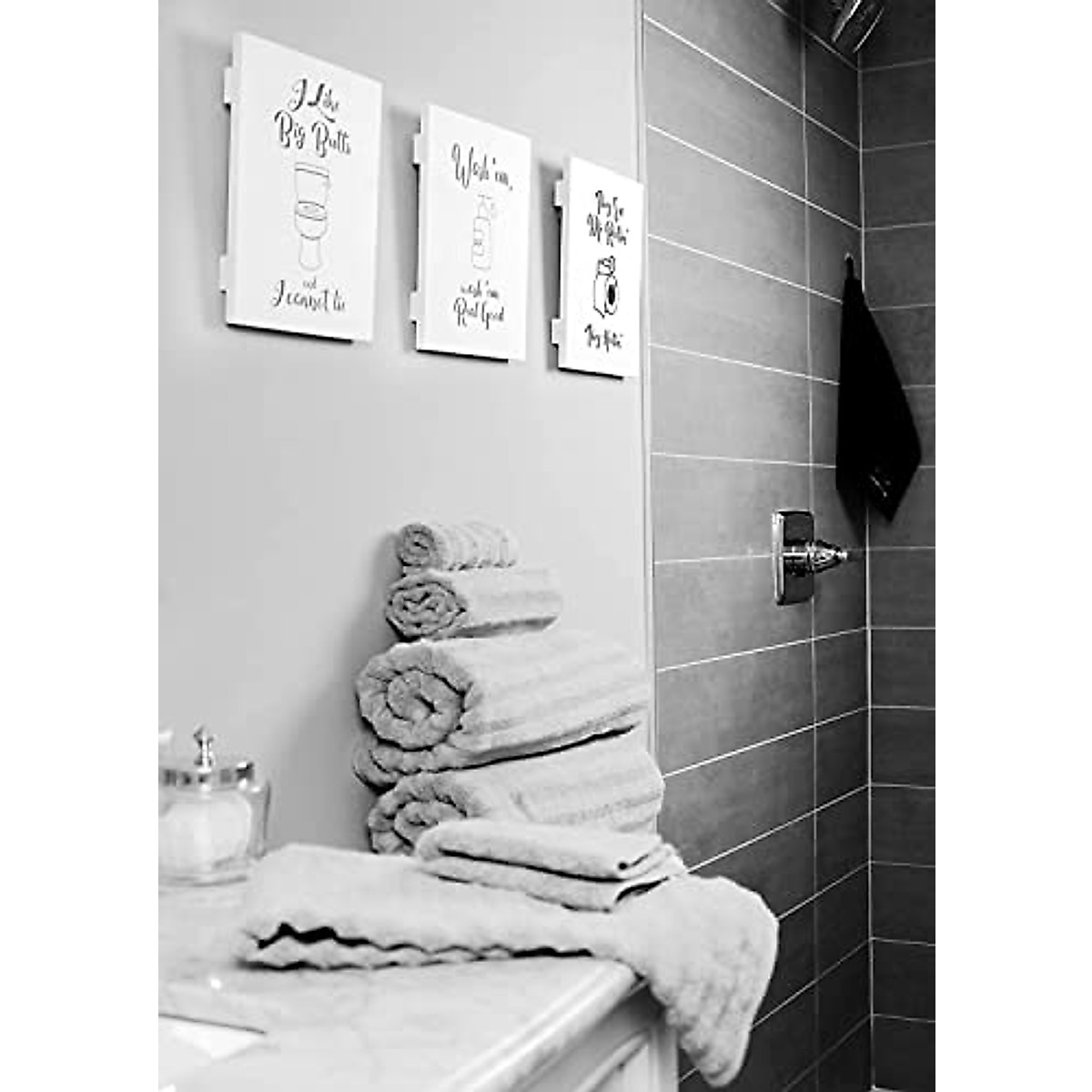 Decorae Wooden Funny Bathroom Signs (Set of 3); Cute Humorous Wall Art Each 10 x 8 Inches