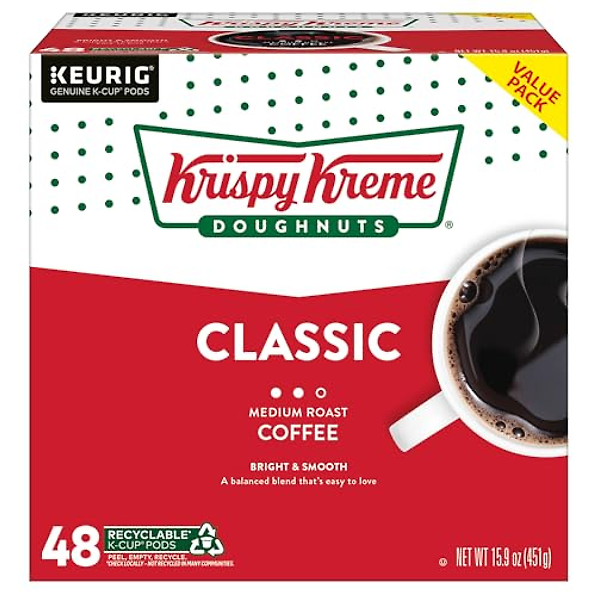 Krispy Kreme Doughnuts Classic, Keurig Single Serve K-Cup Pods, Medium Roast Coffee 48 Count