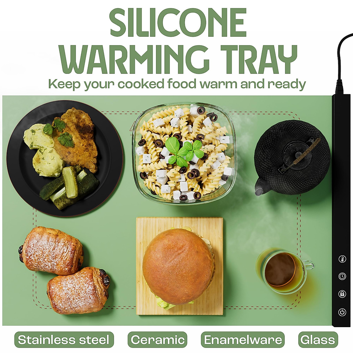 Kitchensilk Food Warming Mat - Adjustable Temperature & Timer, Foldable & Portable Silicone Electric Warming Tray, Essential Food Warmer for Buffet, Parties, Gatherings, Daily Use.