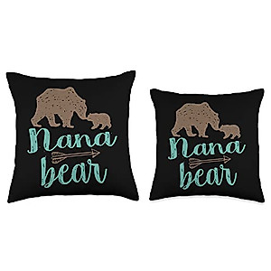 StudioMetzger Cute Nana Bear Matching Family Trendy Arrow Throw Pillow, 18x18, Multicolor
