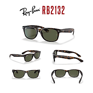 Ray Ban RB2132 NEW WAYFARER 902/58 58M Tortoise/Crystal Green Polarized Sunglasses For Men For Women