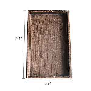 12.5 Inch Little Storage Tray with Handles, Wood Serving Tray, Decorative Nesting Tray for Cups, Remotes