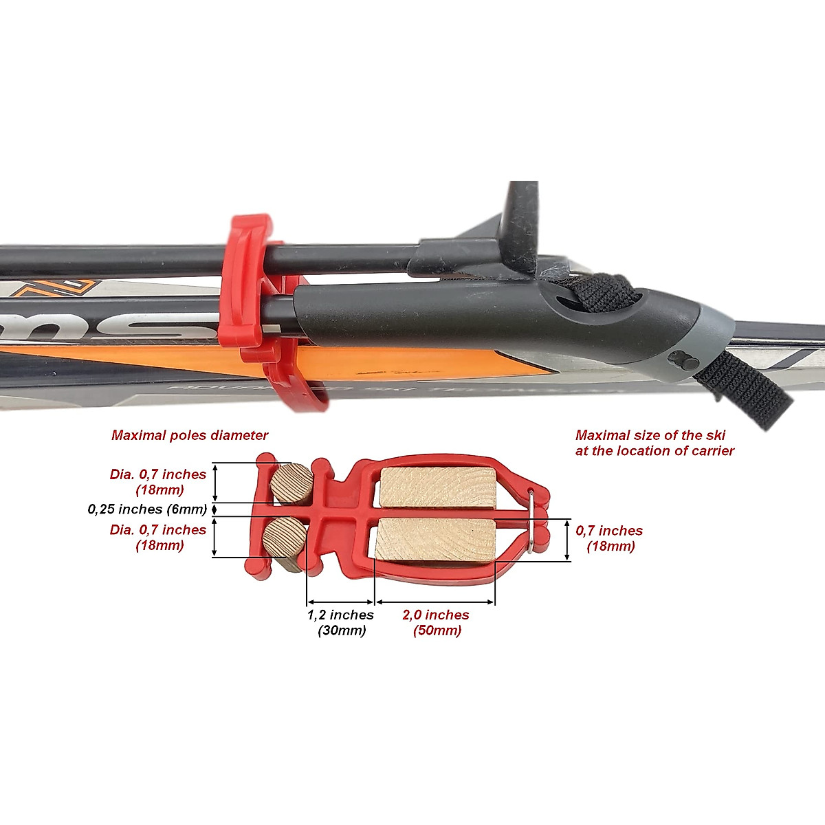 Bagdent Cross Country Skis and Poles Holder – 1 Pair, Universal Nordic Ski Pole Carrier (Blue)