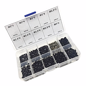 TEHAUX 500pcs Set Lap Desk Head Bolt Self Tapping Screws Metal Screws Computer Screws Head Cap Screw Cross Head Screw 6mm Machine Screws Small Black Screws Laptop Screw Group