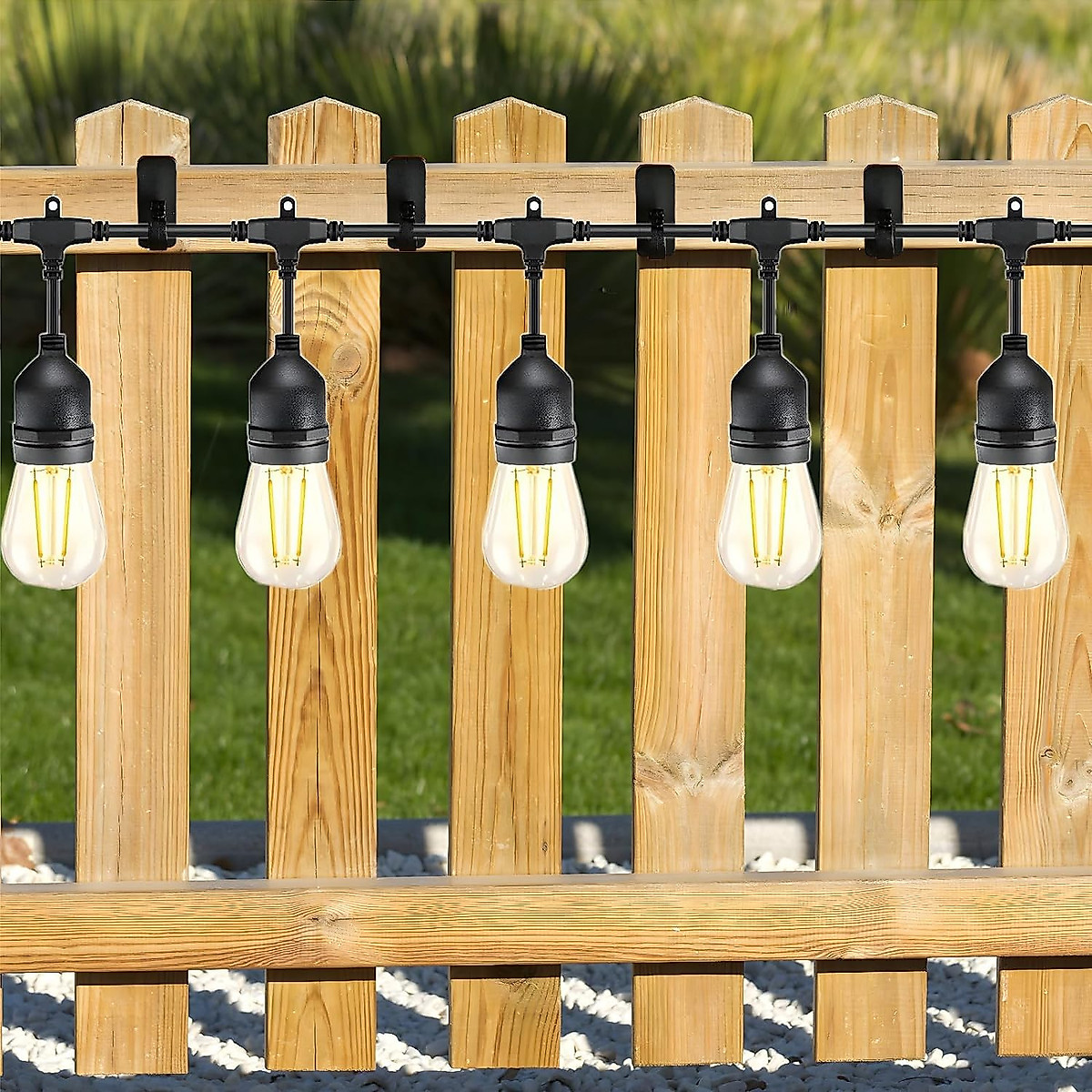 WISTTUPER Adhesive Hooks for Outdoor String Light, Cable Clip for Christmas Light Outdoors String Lights Clip,Adhesive for Patio Hold Fence Hangers and Christmas Lighting Strips Hook (Black)