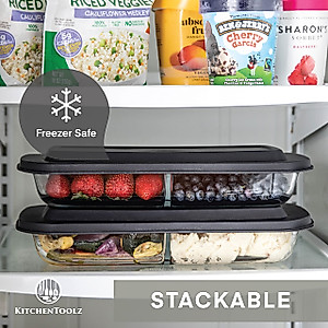 Divided Glass Casserole Baking Dish, Rectangular Bakeware Set 2.3 Qt Each, Oven to Table Clear Glass Lasagna Pan with Divider-2 Pack