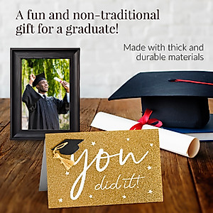 GIFTING GIGGLES Happy Graduation Card - Congratulations graduate card for College or High School - for him or her - Men or Women - Golden Sparkle card with 3D cap design