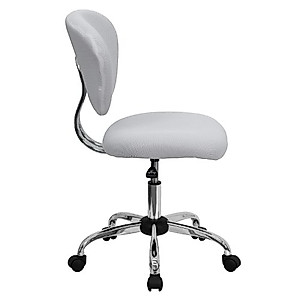 Flash Furniture Beverly Mid-Back White Mesh Padded Swivel Task Office Chair with Chrome Base