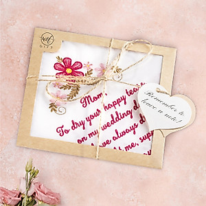 Mom Wedding Embroidered Handkerchief, Mother of the Bride Gifts for Daughter on Wedding Day, Something Old Something New Something Borrowed Something Blue Gift for Bride on Wedding Day Essentials