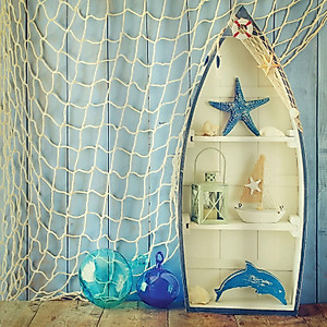 Fish Net Decorative [3 Pack] Natural Cotton Fishnet Decor - Each 14 ft x 4 ft. for Mermaid Party Decorations, Luau Tropical Nautical Beach Table Cover by 4E's Novelty