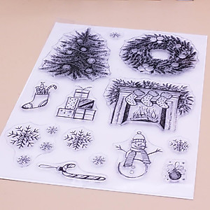 NZJ Merry Christmas Garland Christmas Tree Decoration Clear Stamp Background Transparent Silicone Stamp Spill and Splatter Rubber Stamp for Scrapbook Journal Card Making 4.3 x 6.3 Inch