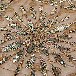 Metme Women's 1920s Scarf Wraps Sequin Deco Fringed Wedding Cape Evening Shawl Vintage Prom (Coffee Gold)